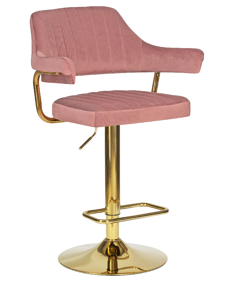 Стул барный Лого-М DOBRIN CHARLY GOLD сиденье розовый велюр (MJ9-32), основание золото