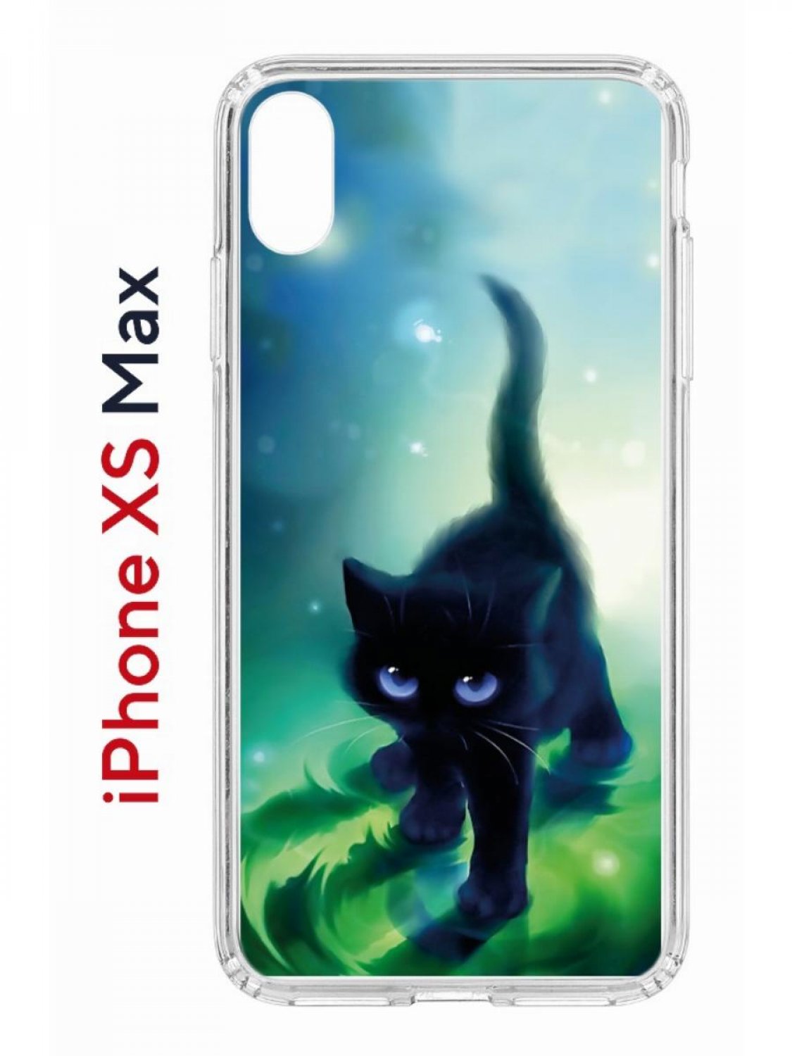 Чехол на iPhone XS Max с принтом Kruche Print Черный кот, бампер с защитой камеры