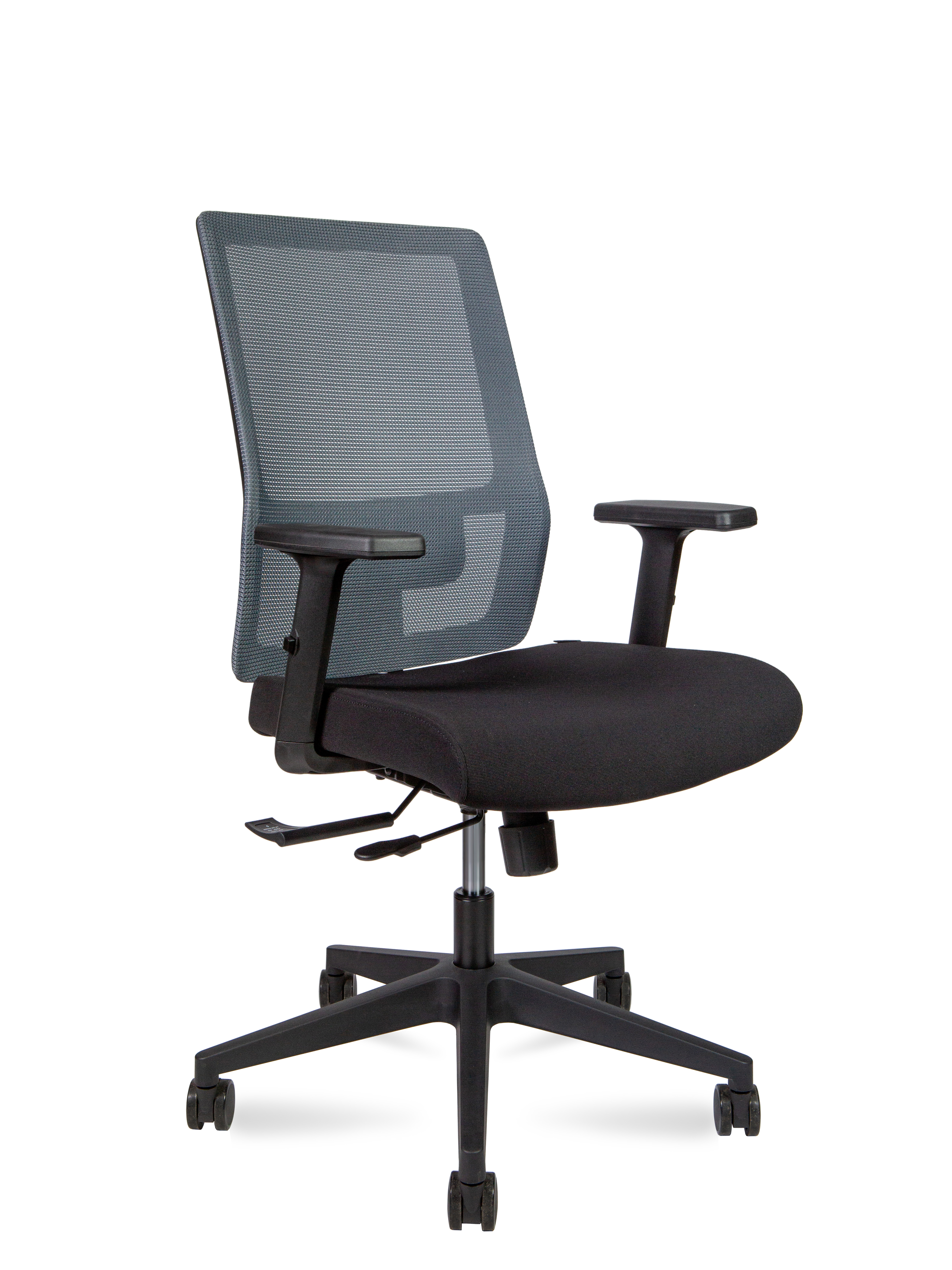 Кресло офисное Norden Techo LB черный пластик / серая сетка / черная ткань