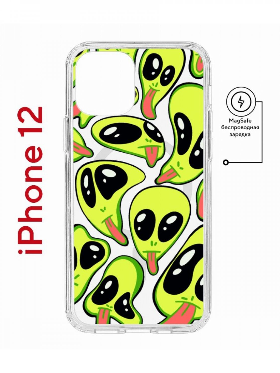 Чехол на iPhone 12/12 Pro MagSafe с принтом Kruche Print Инопланетянин с магнитом