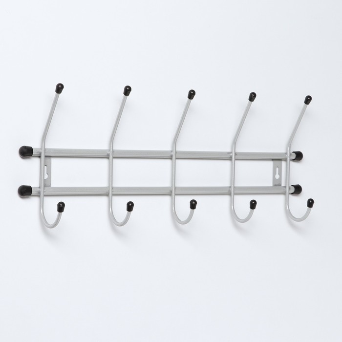 Вешалка настенная на 5 крючков «Стандарт 5», 45x18x8 см, цвет серый металлик