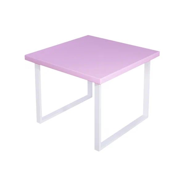 журнальный стол Solarius Loft металл-дерево 80х80х50, розовый с белыми ножками