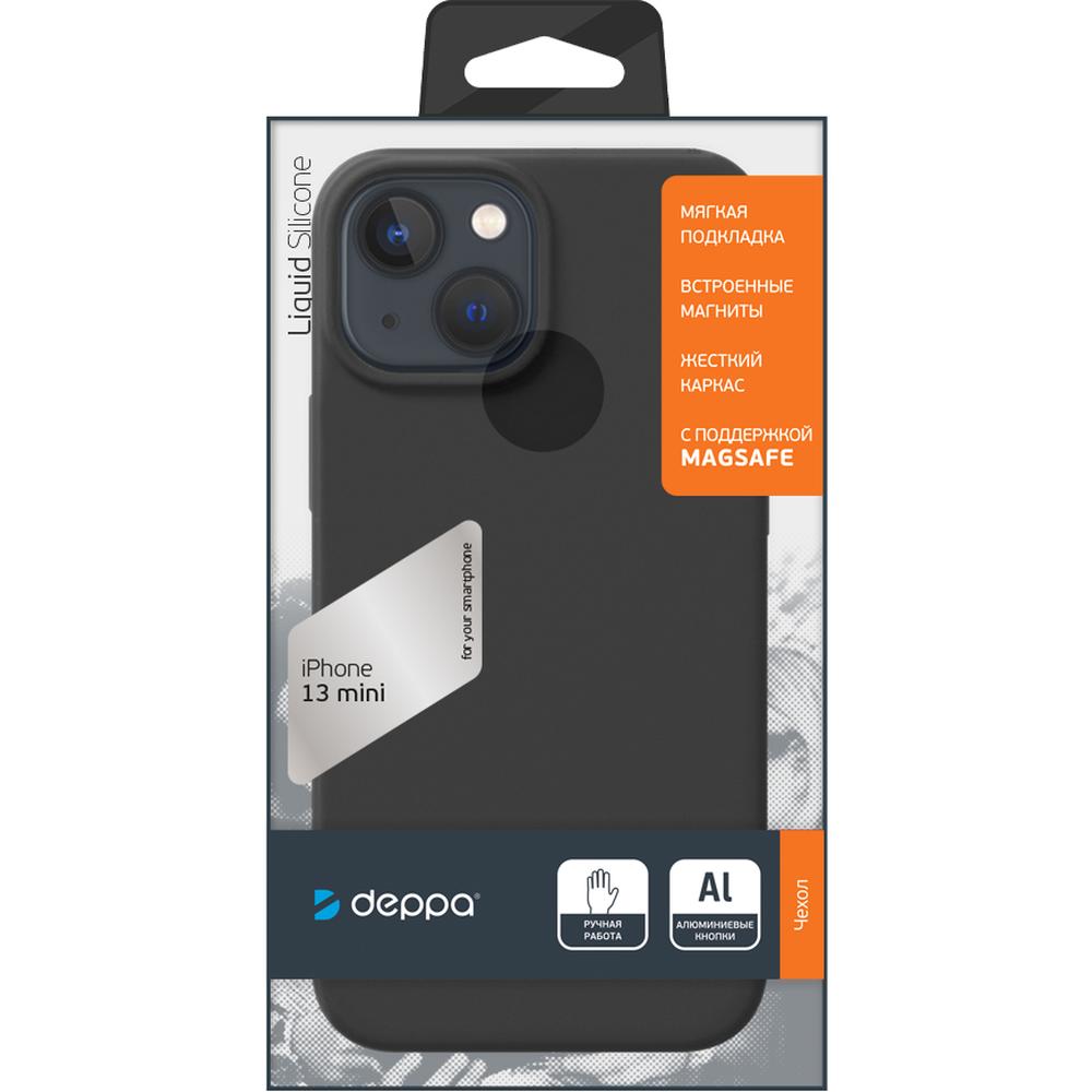 Чехол для Apple iPhone 13 mini Deppa Liquid Silicone Pro Magsafe черный