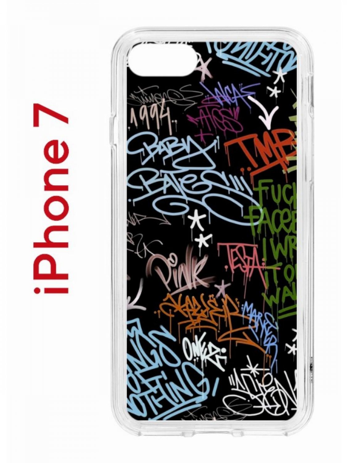 Чехол на iPhone 7,8,SE 2020 2022 Kruche Print Граффити, бампер с защитой камеры