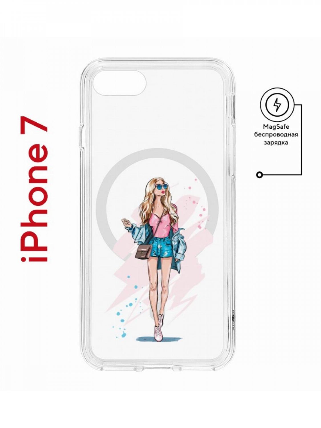 Чехол на iPhone 7, 8, SE 2020 2022 MagSafe Kruche Print Fashion Girl с магнитом
