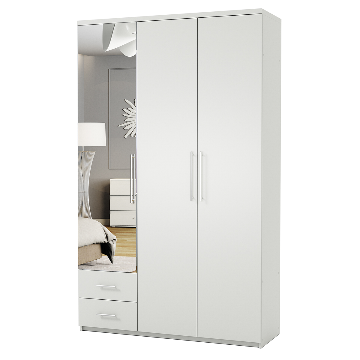 Шкаф трехдверный Шарм-Дизайн Комфорт МКЯ-32/1 150х60 с зеркалом белый