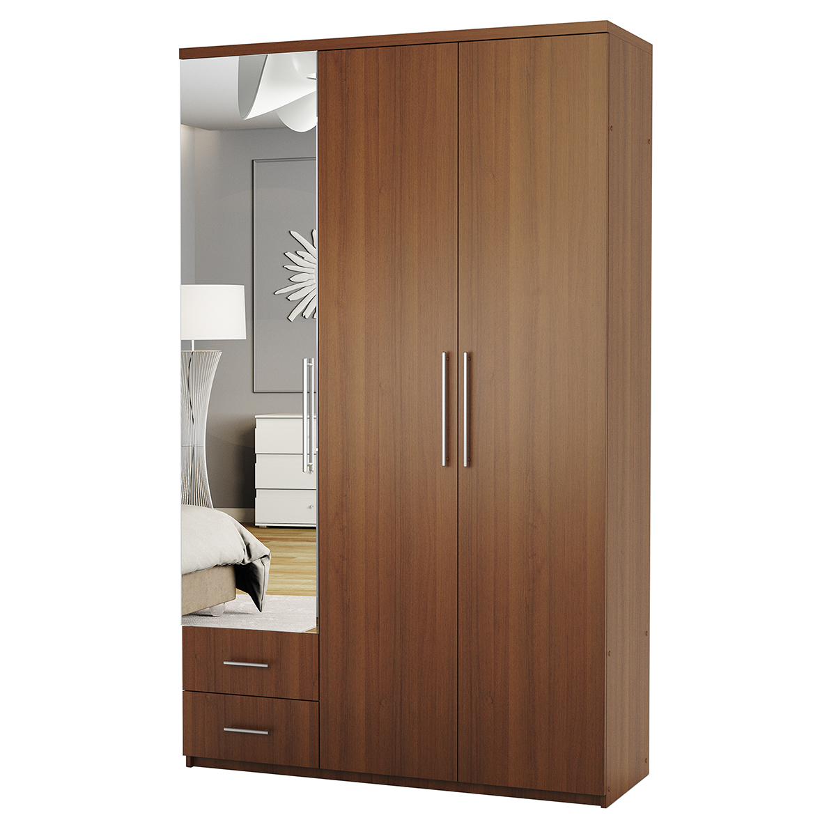 Шкаф трехдверный Шарм-Дизайн Комфорт МКЯ-32/1 105х60 с зеркалом орех