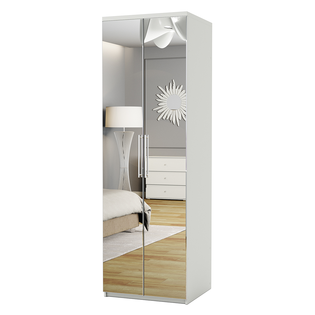 Шкаф комбинированный Шарм-Дизайн Комфорт МК-22 100х60 с зеркалами белый