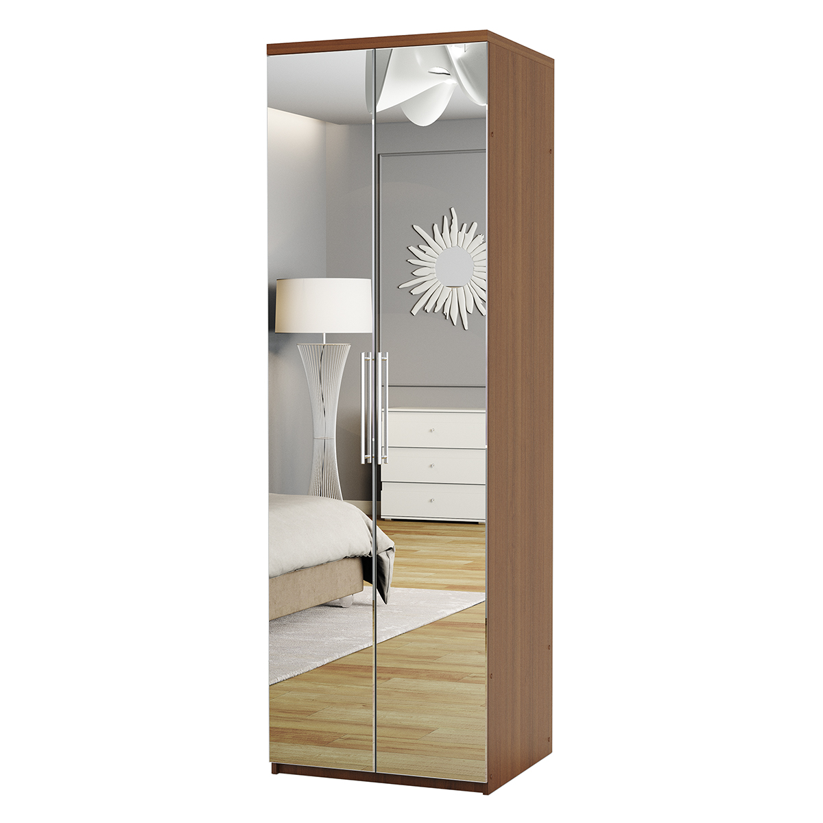 Шкаф комбинированный Шарм-Дизайн Комфорт МК-22 100х45 с зеркалами орех