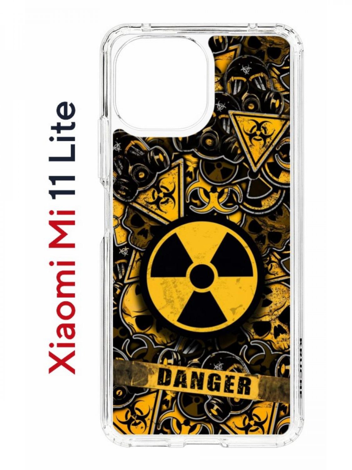 Чехол на Xiaomi Mi 11 Lite Kruche Print Danger,противоударный бампер,с защитой камеры