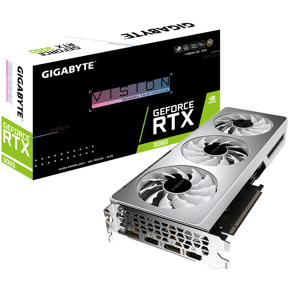 Видеокарта Gigabyte NVIDIA GeForce RTX3060 VISION OC LHR (GV-N3060VISION OC-12GD 2.0)