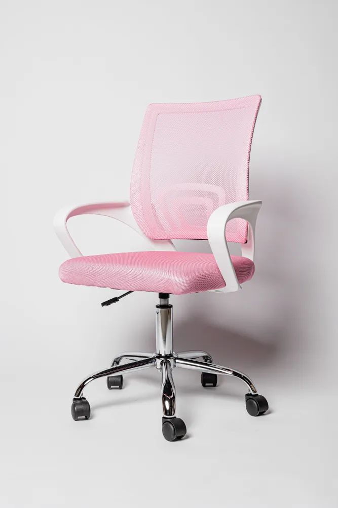 Кресло офисное Симпл Офис BN 7166 Хром белый/розовый