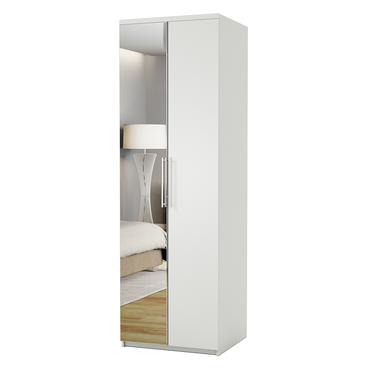 Шкаф для одежды Шарм-Дизайн Комфорт МШ-21 100х45 с зеркалом белый