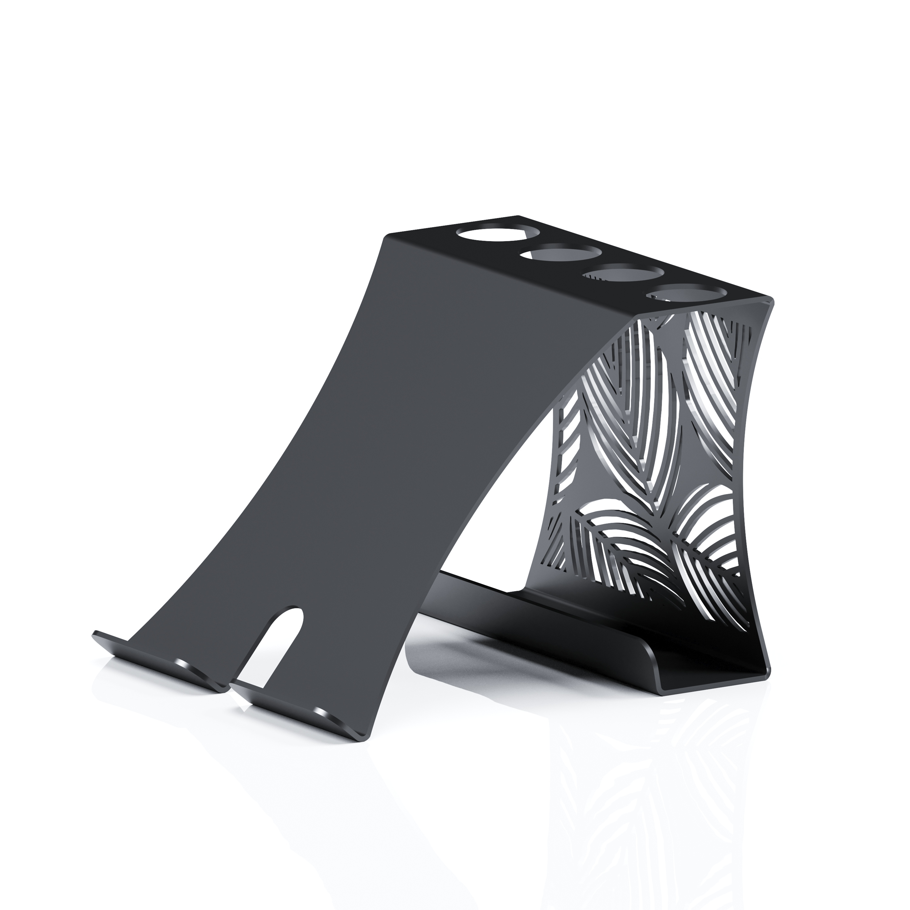 Подставка для смартфона и ручек "Листья" TEMPACHE, 80х70х95мм, 1 шт., черная