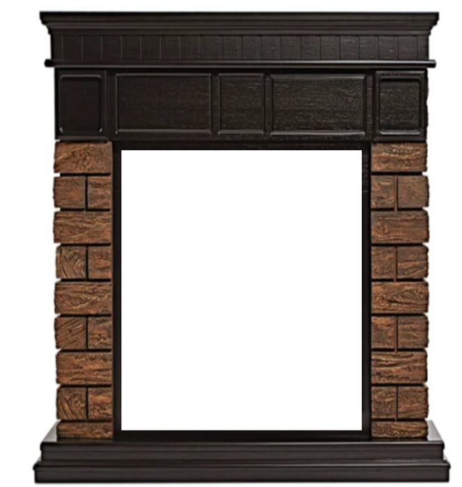 Классический портал для камина Firelight Bricks Wood Classic, камень коричневый/темный дуб