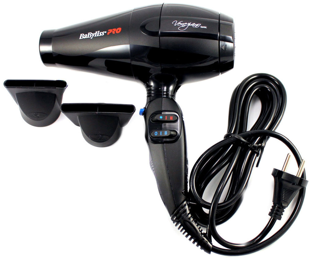 Фен BaByliss Pro Veneziano BAB6610INRE (Италия), 2200 Вт, 2 насадки, черный