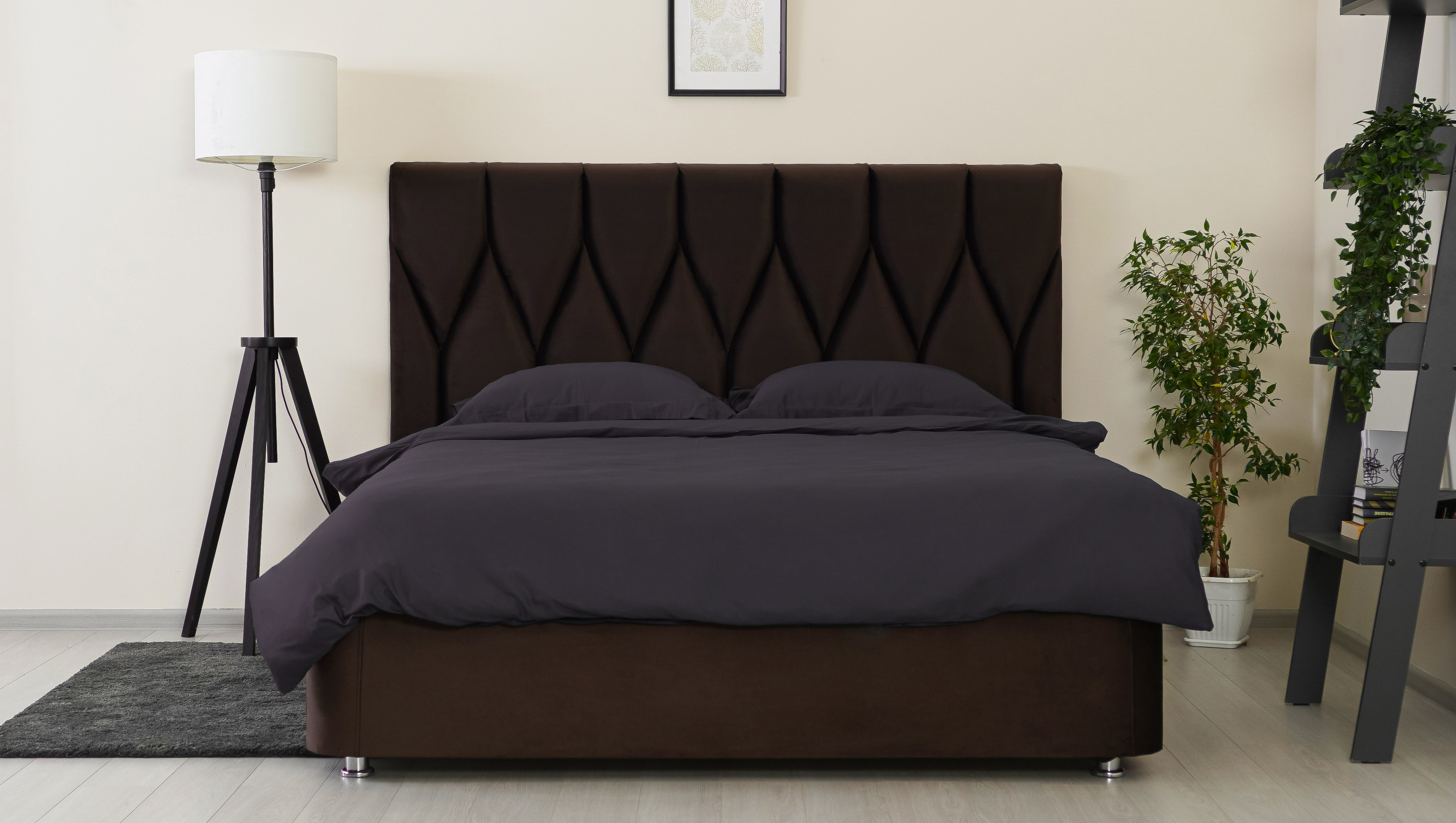 Двуспальная кровать ARMOS с ПМ Alice mini Велюр Vip 5 Тёмно-коричневый 160х200