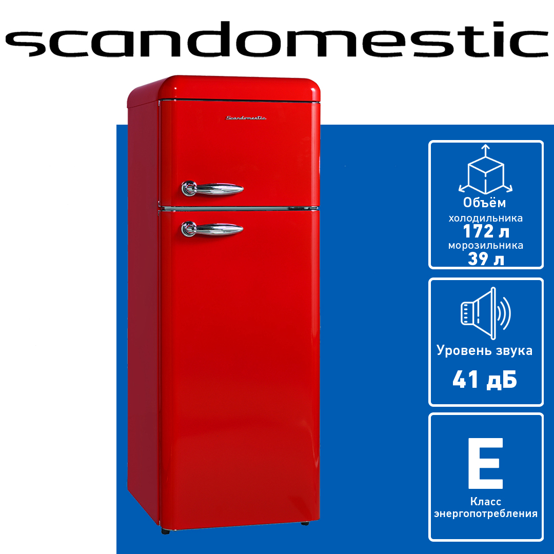 Холодильник Scandomestic RKF203B красный