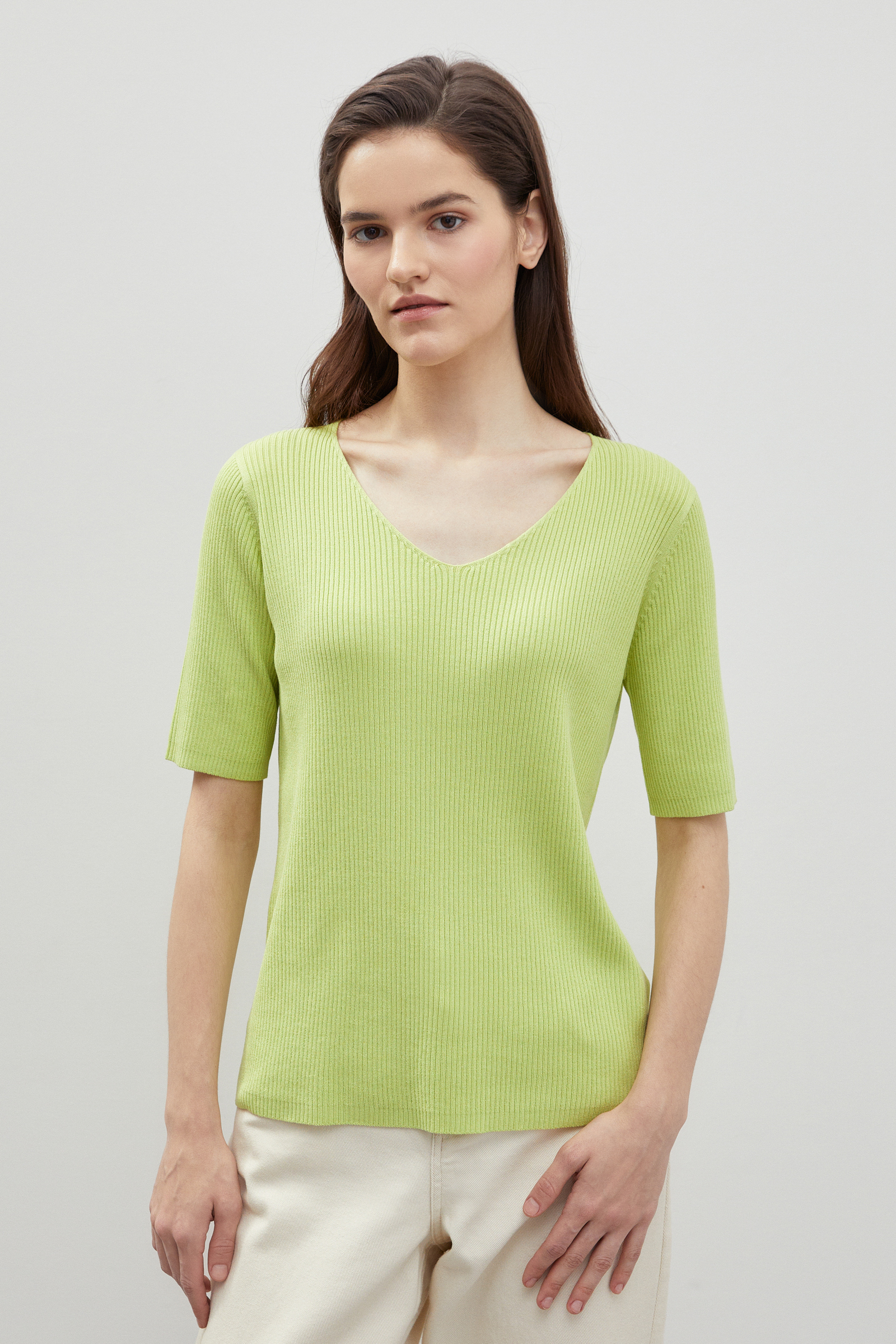 Пуловер женский Finn Flare BAS-10118 зеленый L