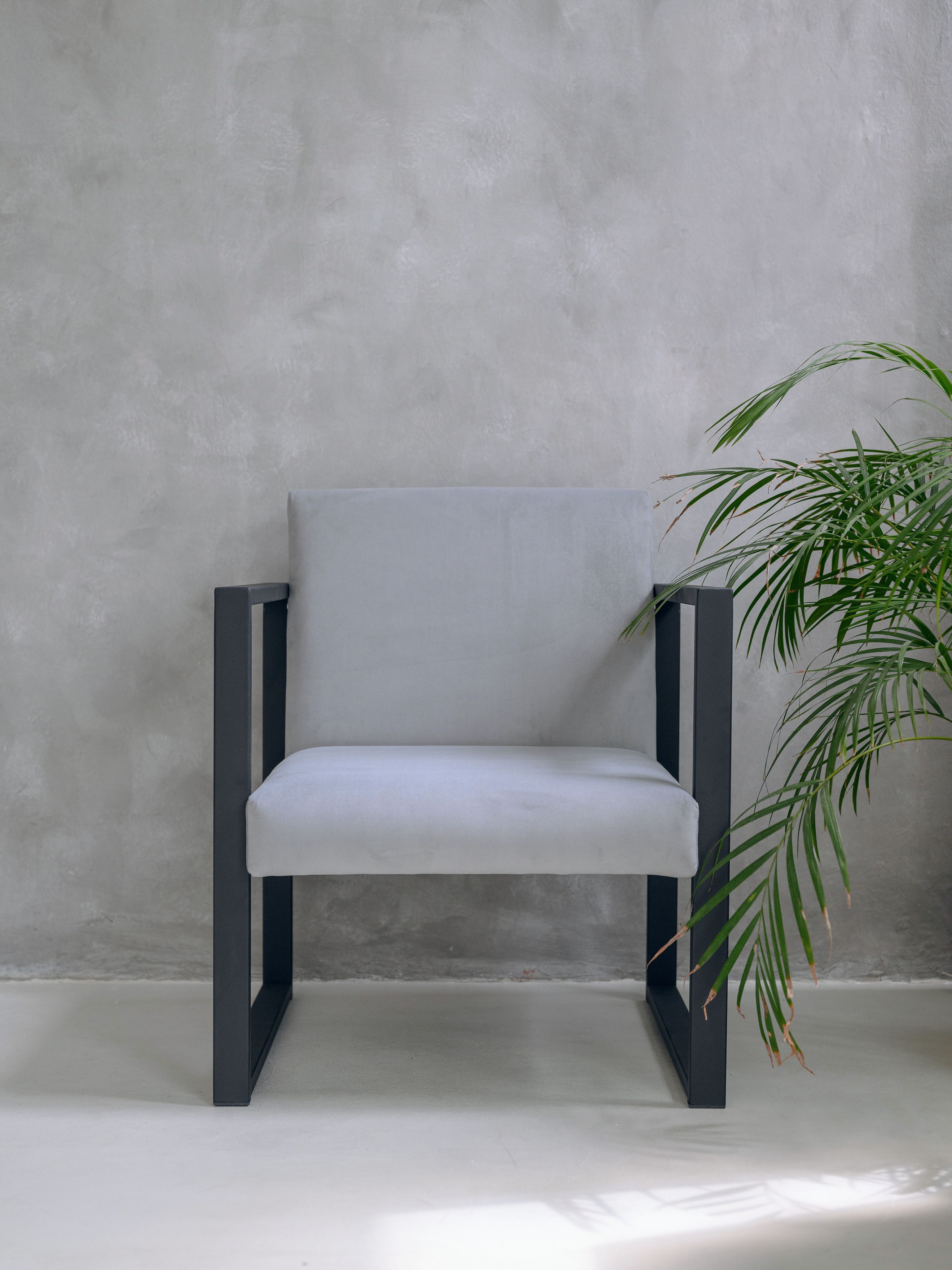 Кресло LoftDC Abyssinian 70х70, велюр, серый