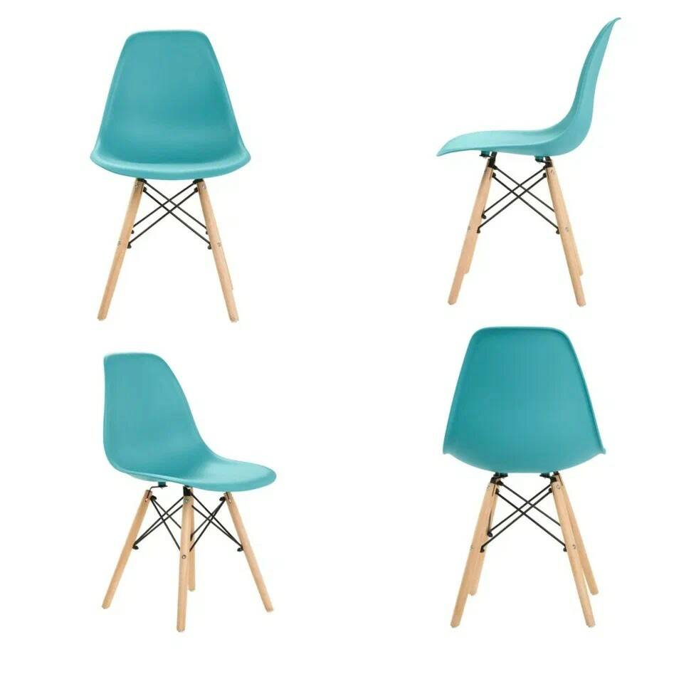 Комплект стульев 4 шт. LEON GROUP для кухни в стиле EAMES DSW, бирюзовый