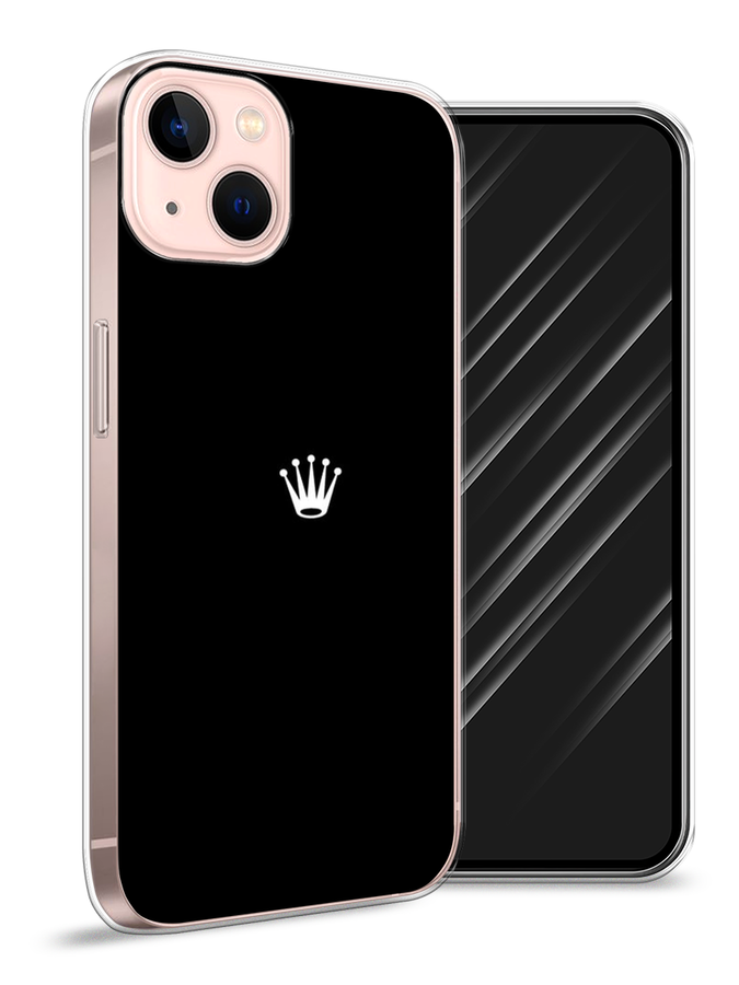Чехол Awog на Apple iPhone 13 / Айфон 13 "Белая корона на черном фоне"