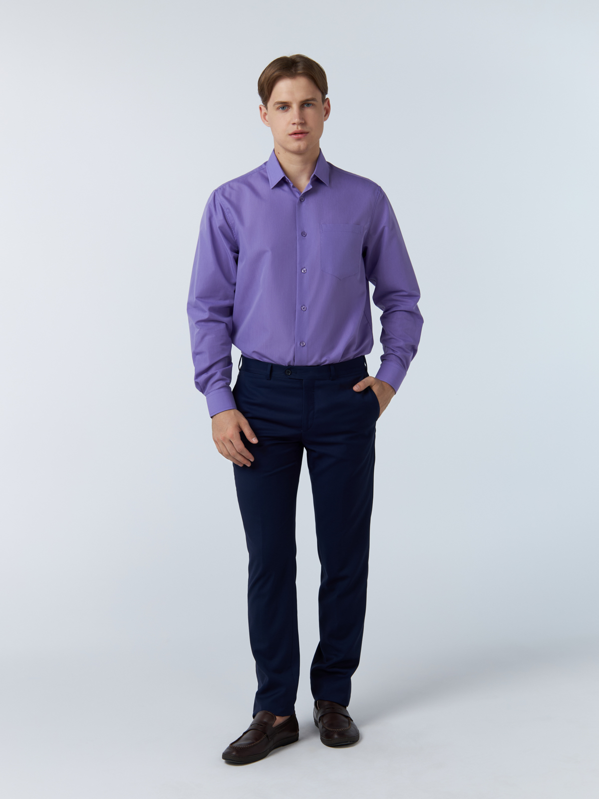 Рубашка мужская Platin 9-675-35 фиолетовая M