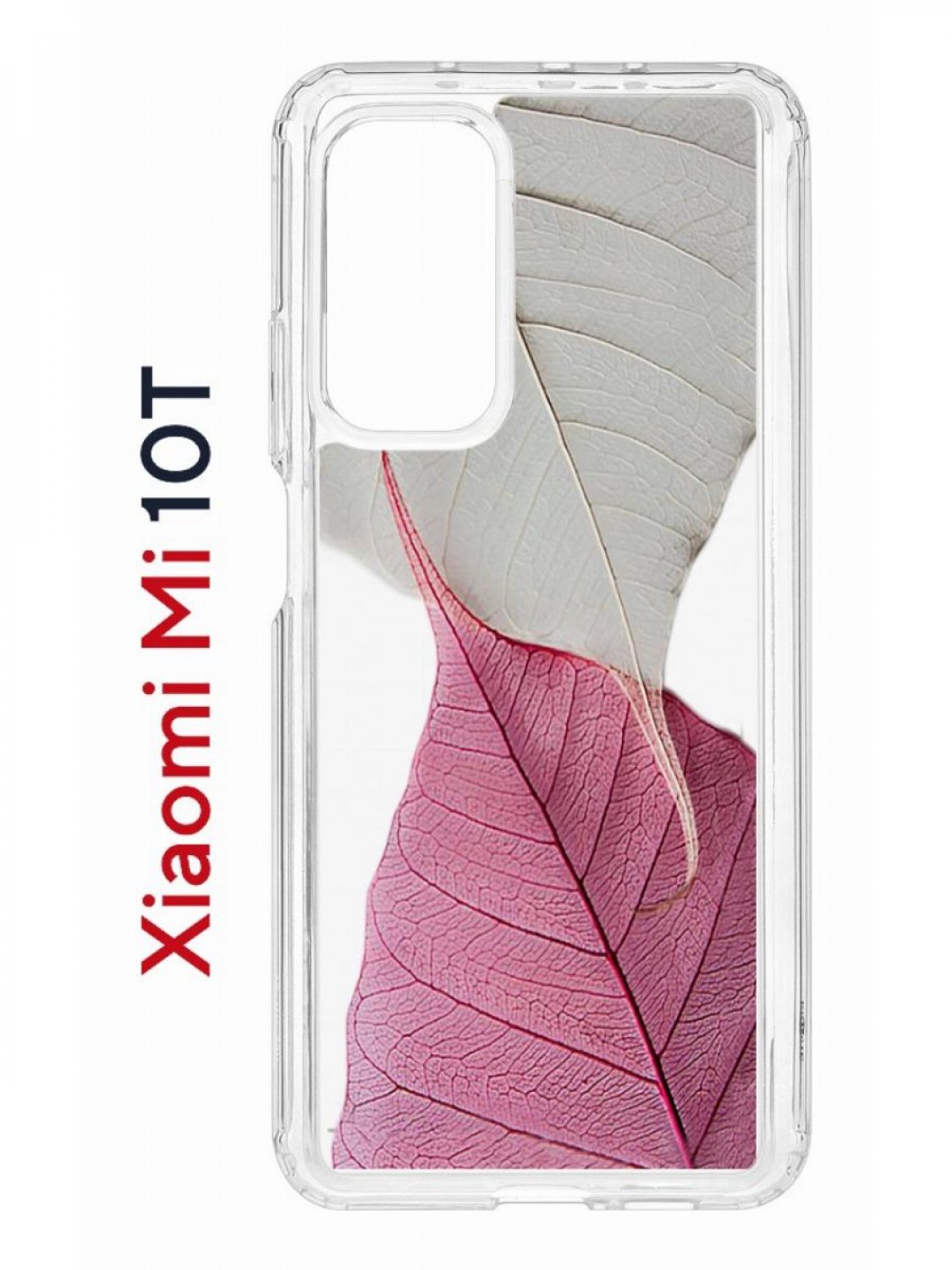 Чехол на Xiaomi Mi 10T/Mi 10T Pro Kruche Print Pink and white,противоударный бампер
