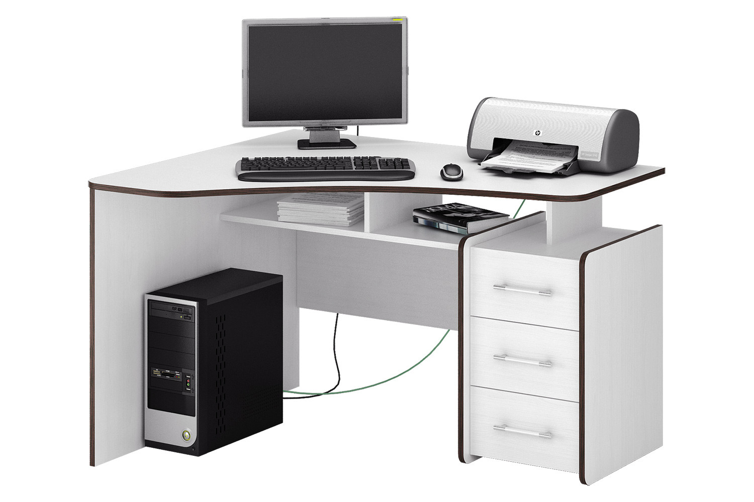 Компьютерный стол MFMaster Триан-5 МСТ-УСТ-05-БТ-16, белый