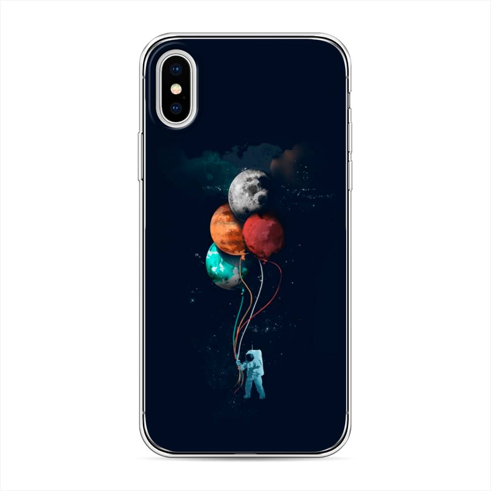 Чехол на Apple iPhone XS "Космонавт с шариками"