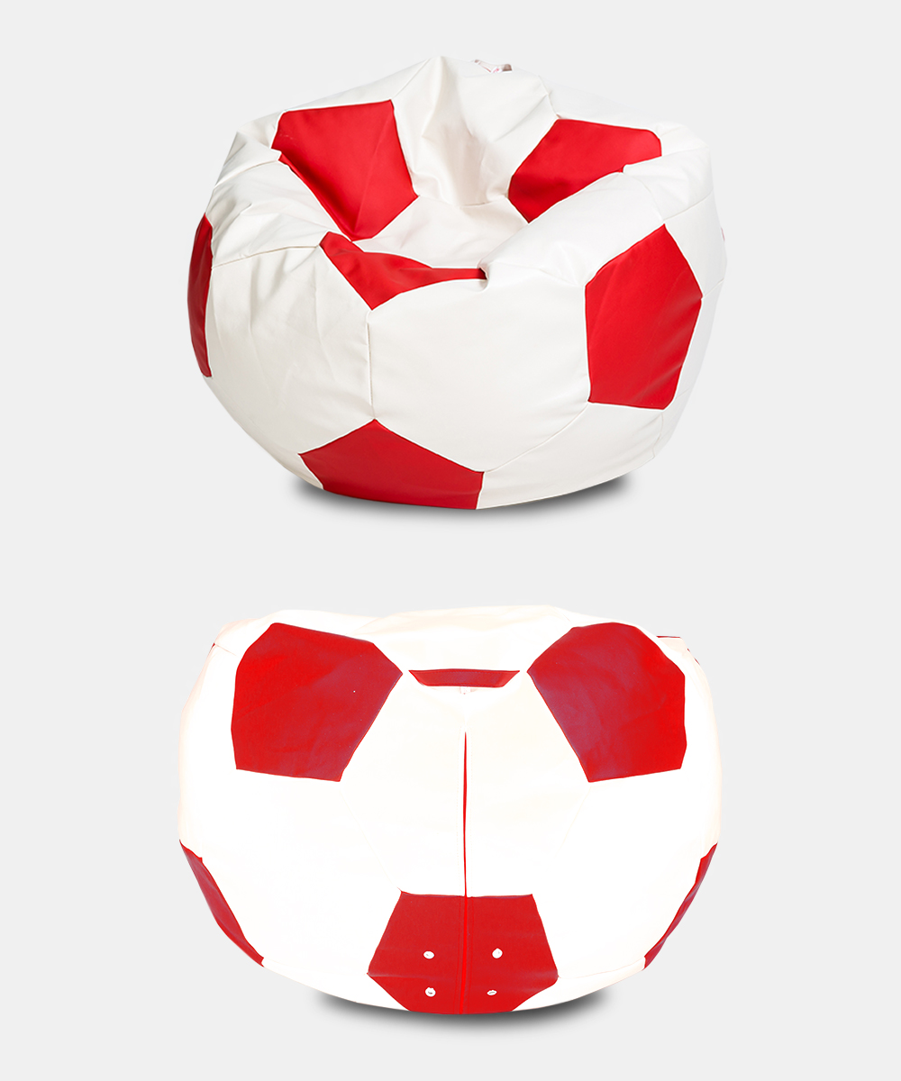 Кресло-мешок WowPuff Мяч Футбольный малый, Бело-красный