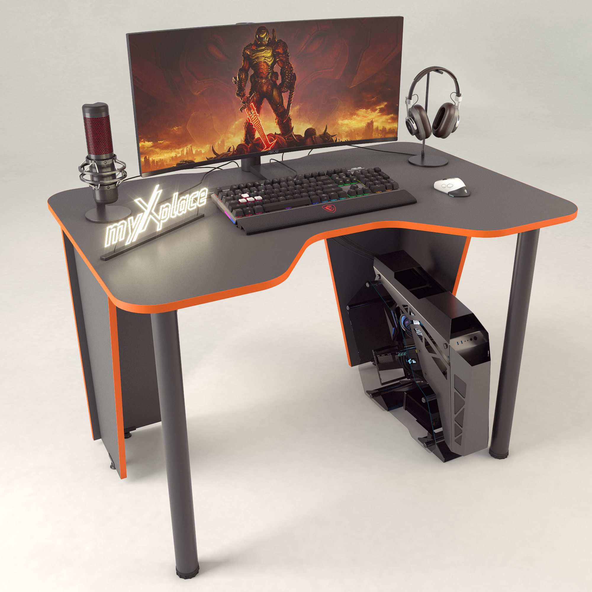 Игровой компьютерный стол myXplace 110, Графит/оранжевый