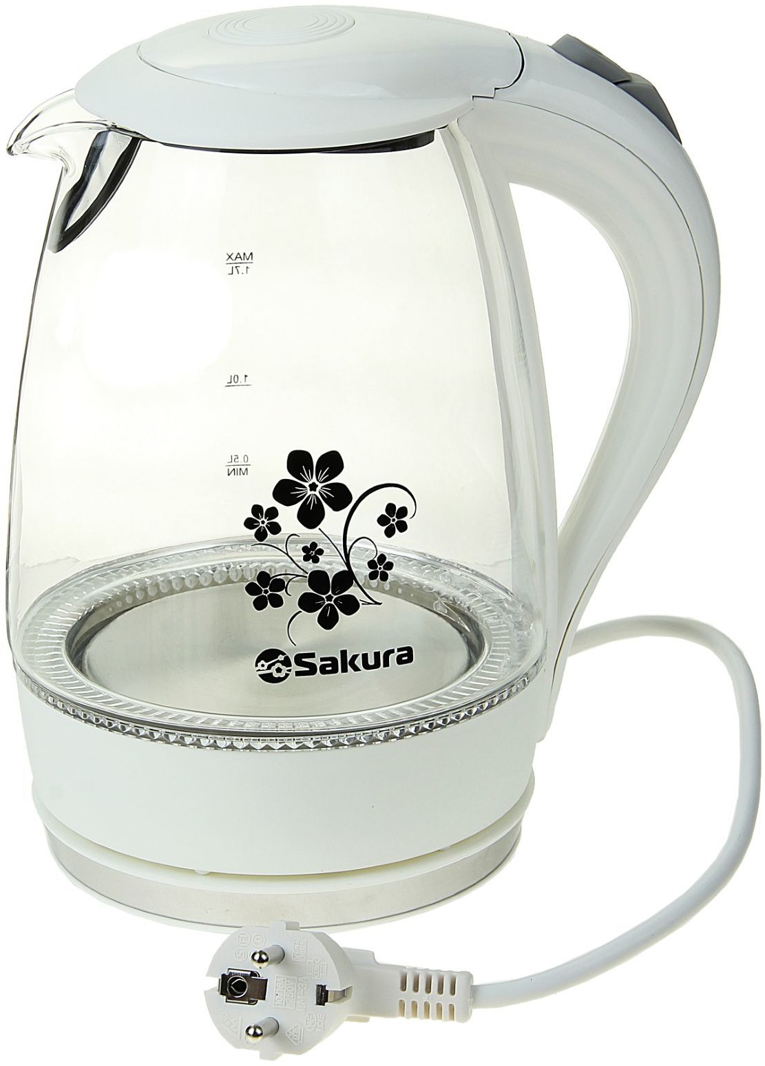 Чайник электрический SAKURA SA-2710W 1.7 л White, Transparent