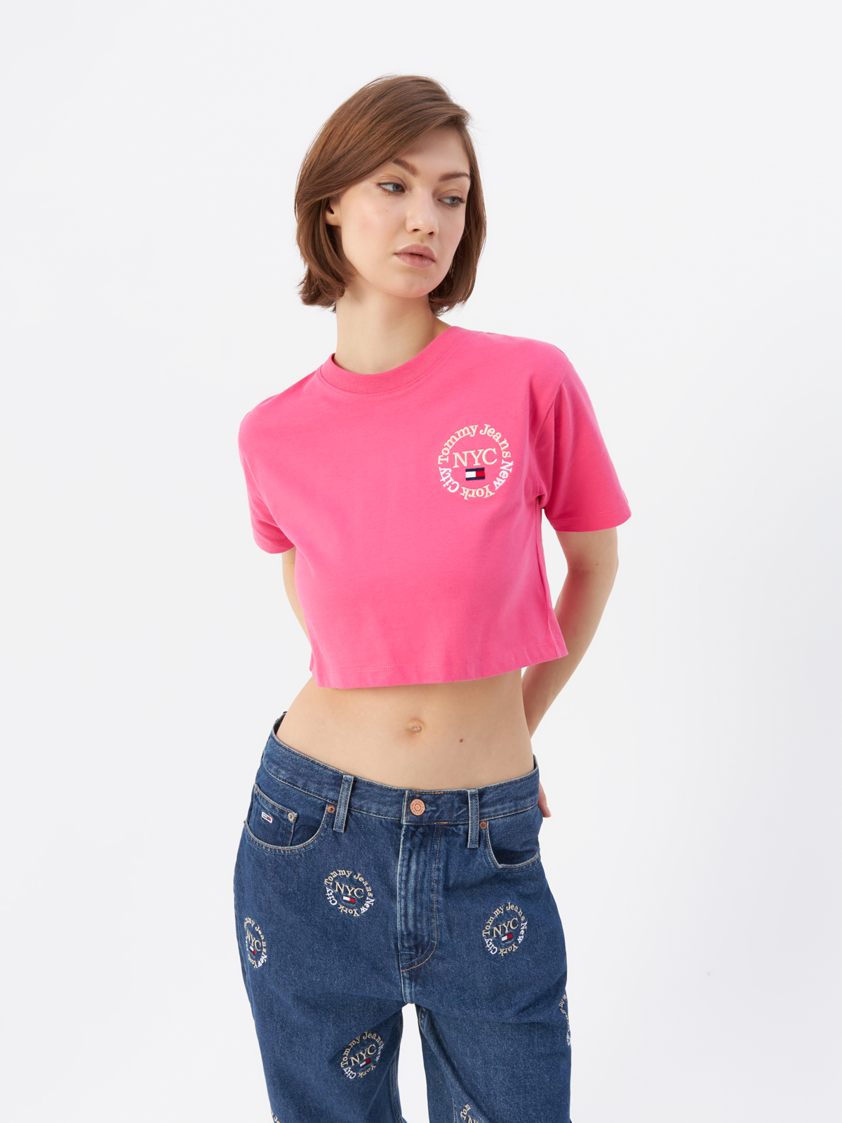 Футболка женская Tommy Jeans DW0DW13691THW розовая, размер L
