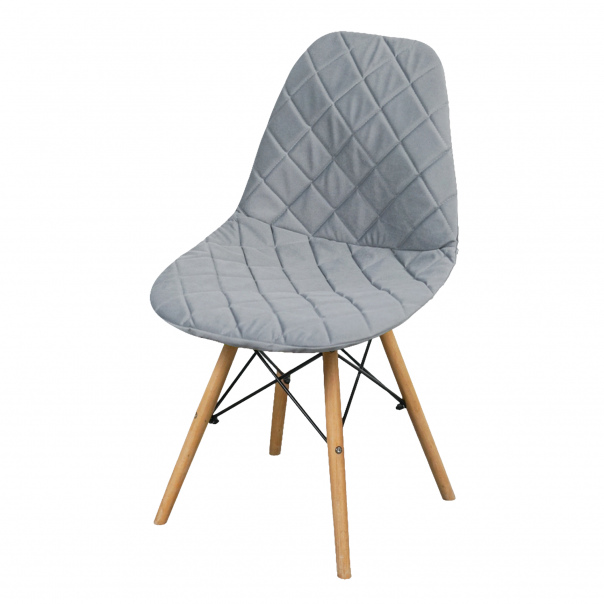 Чехол на стул Eames DSW из микровелюра CHIEDOCOVER, 40x46, ромб, светло-серый