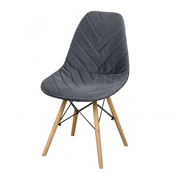Чехол на стул Eames DSW из микровелюра CHIEDOCOVER, 40х46, елка, темно-серый