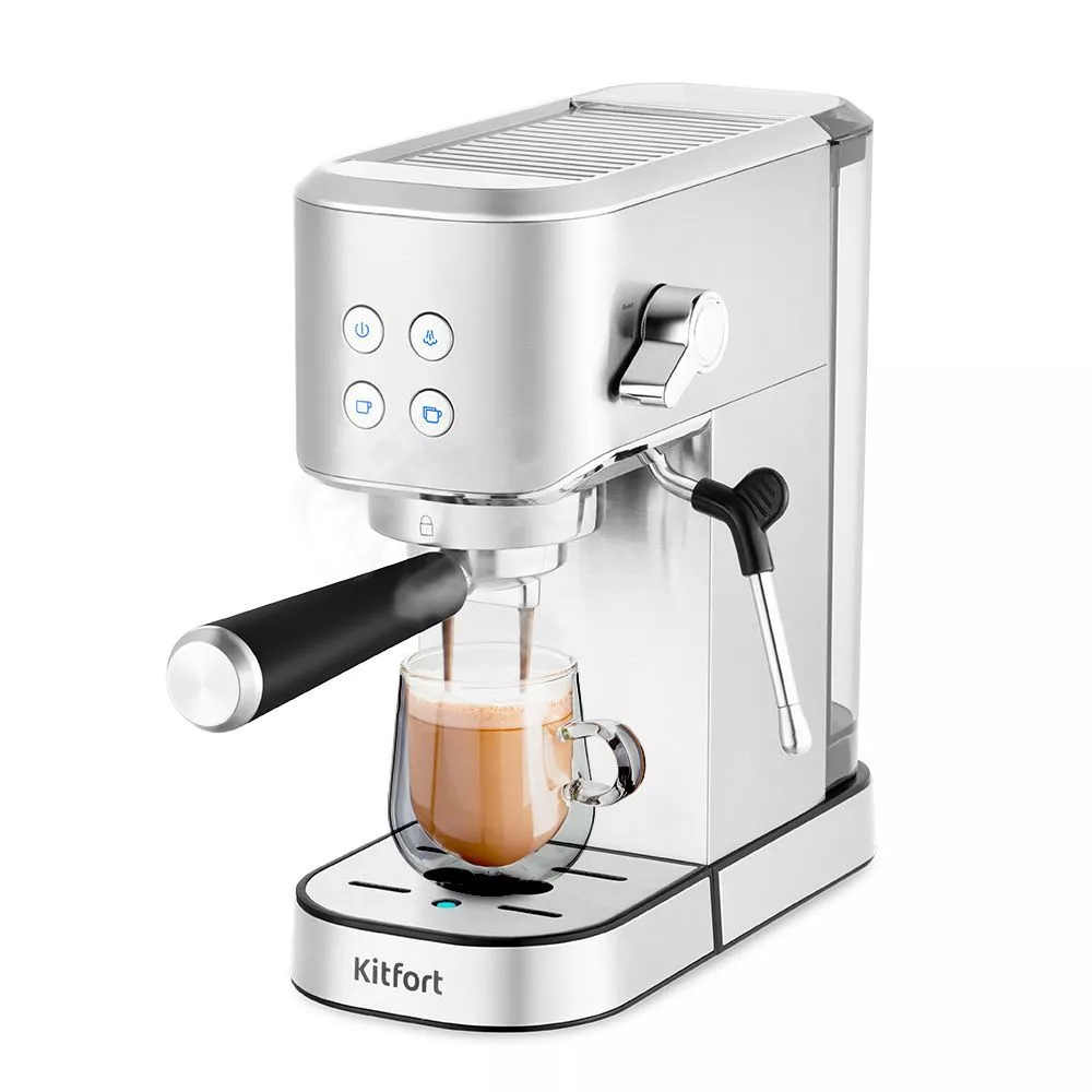 Рожковая кофеварка Kitfort КТ-7294 серебристый