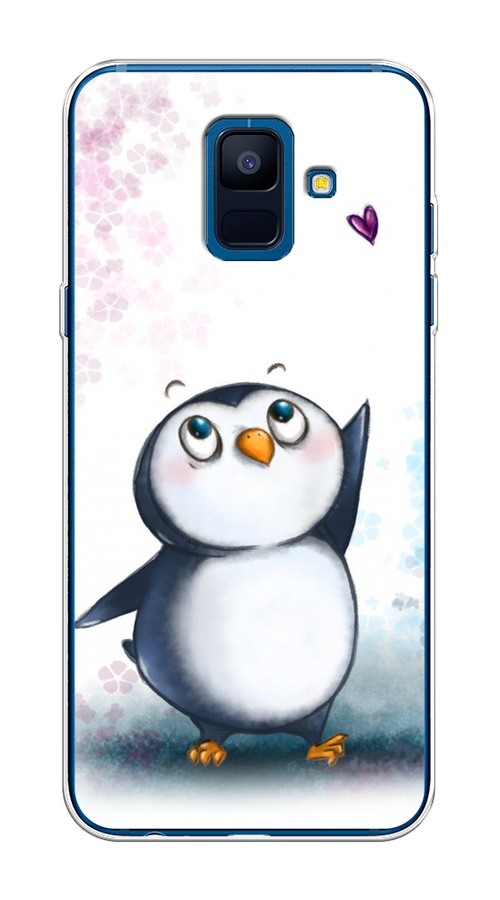 Чехол Awog  на Samsung Galaxy A6 "Пингвин и сердечко"