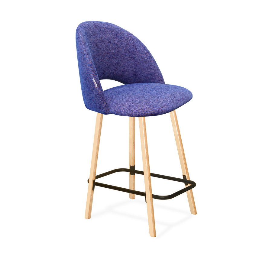 Барный стул Sheffilton 199133, прозрачный лак/черный муар/прозрачный лак/синий мираж