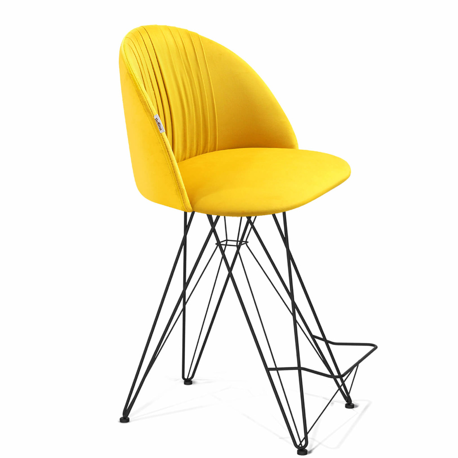 Барный стул Sheffilton 190062, черный муар/имперский желтый