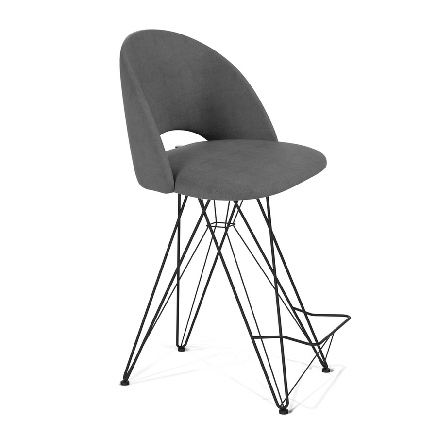 Барный стул Sheffilton 189684, черный муар/платиново-серый