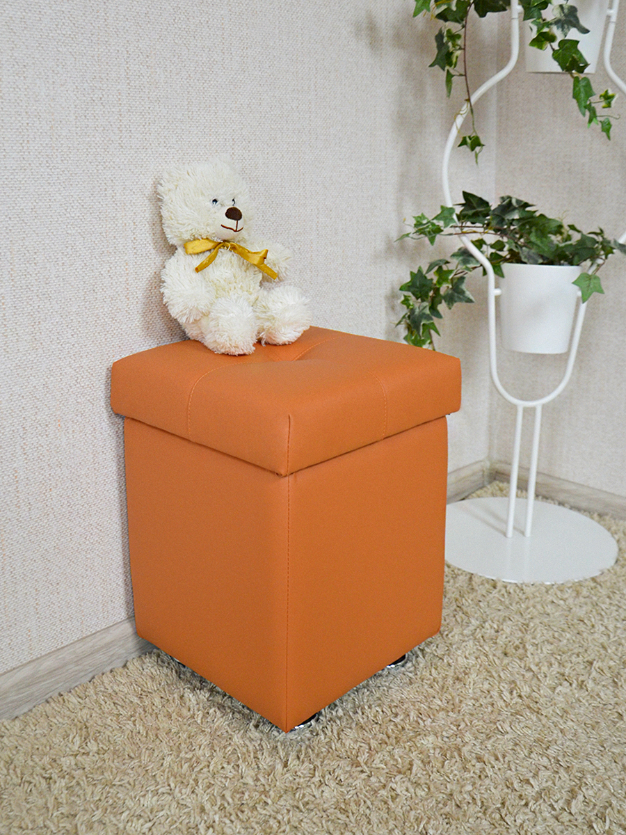 Пуфик для прихожей и спальни Экспром-Л оранжевый 33х33х44 см