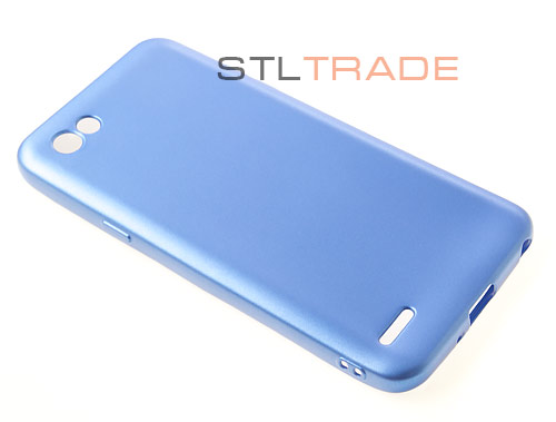 Силиконовый чехол TPU Case Металлик для LG Q6 голубой