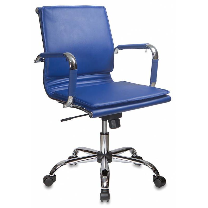Кресло руководителя Бюрократ CH-993-Low, на колесиках, эко.кожа, синий [ch-993-low/blue]