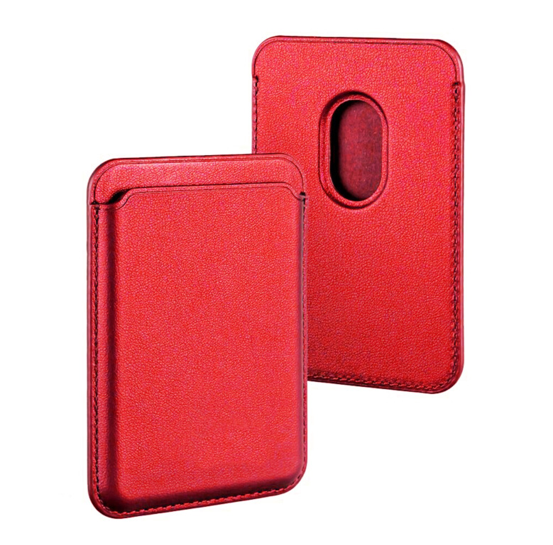 Картхолдер кожаный бумажник съемный магнитный кошелек MagSafe Wallet для iPhone красный