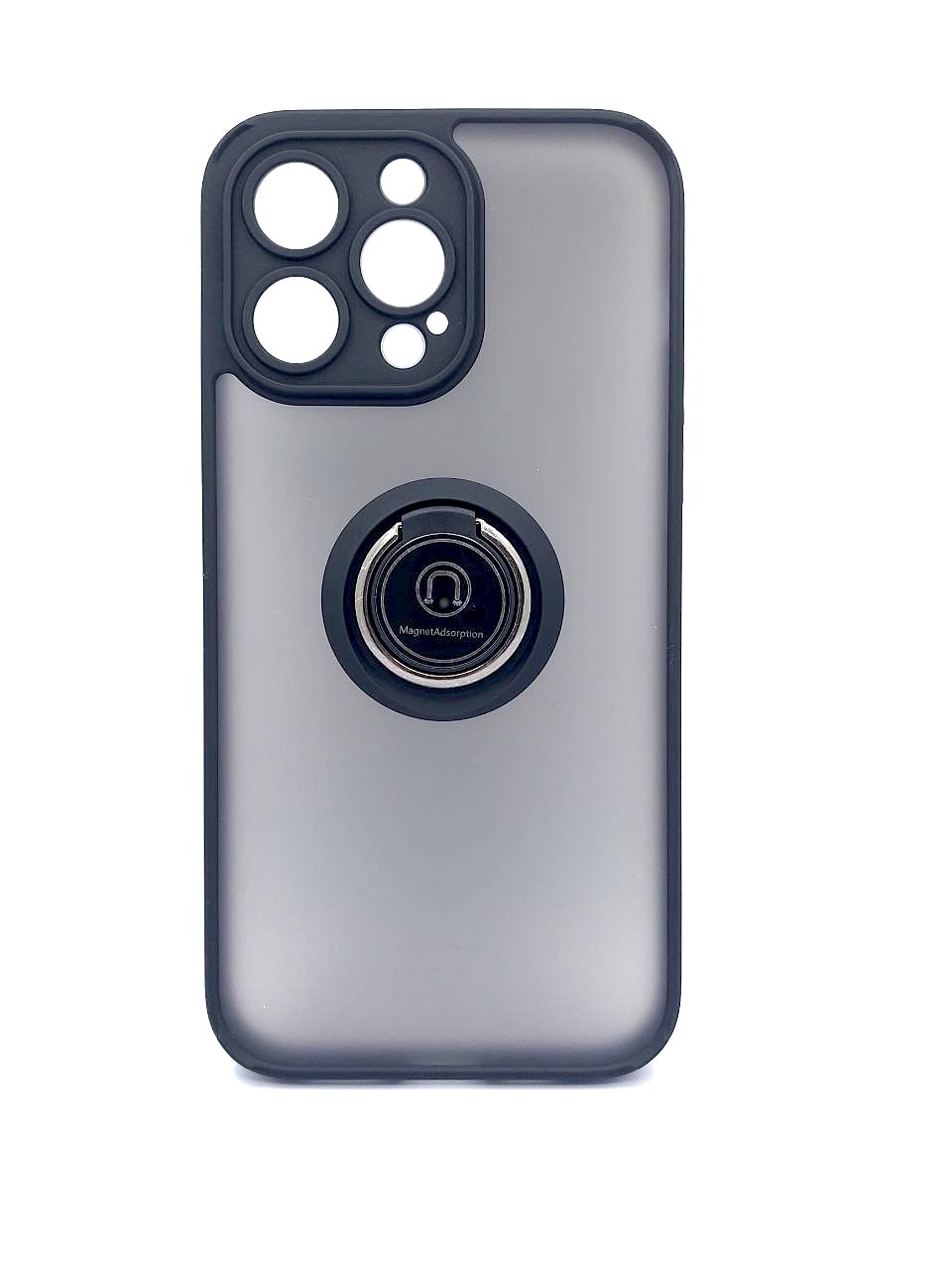 Чехол на iPhone 14 Pro Max / черный / противоударный, с кольцом, с магнитным держателем