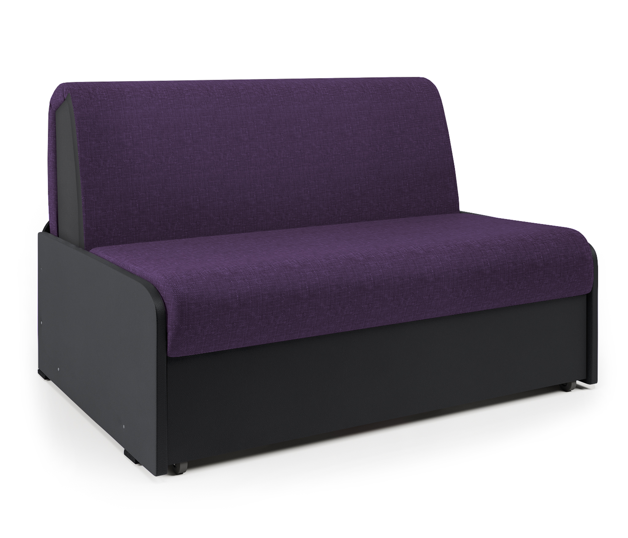 Диван кровать Шарм-Дизайн Коломбо БП 160 фиолетовая рогожка и экокожа черный