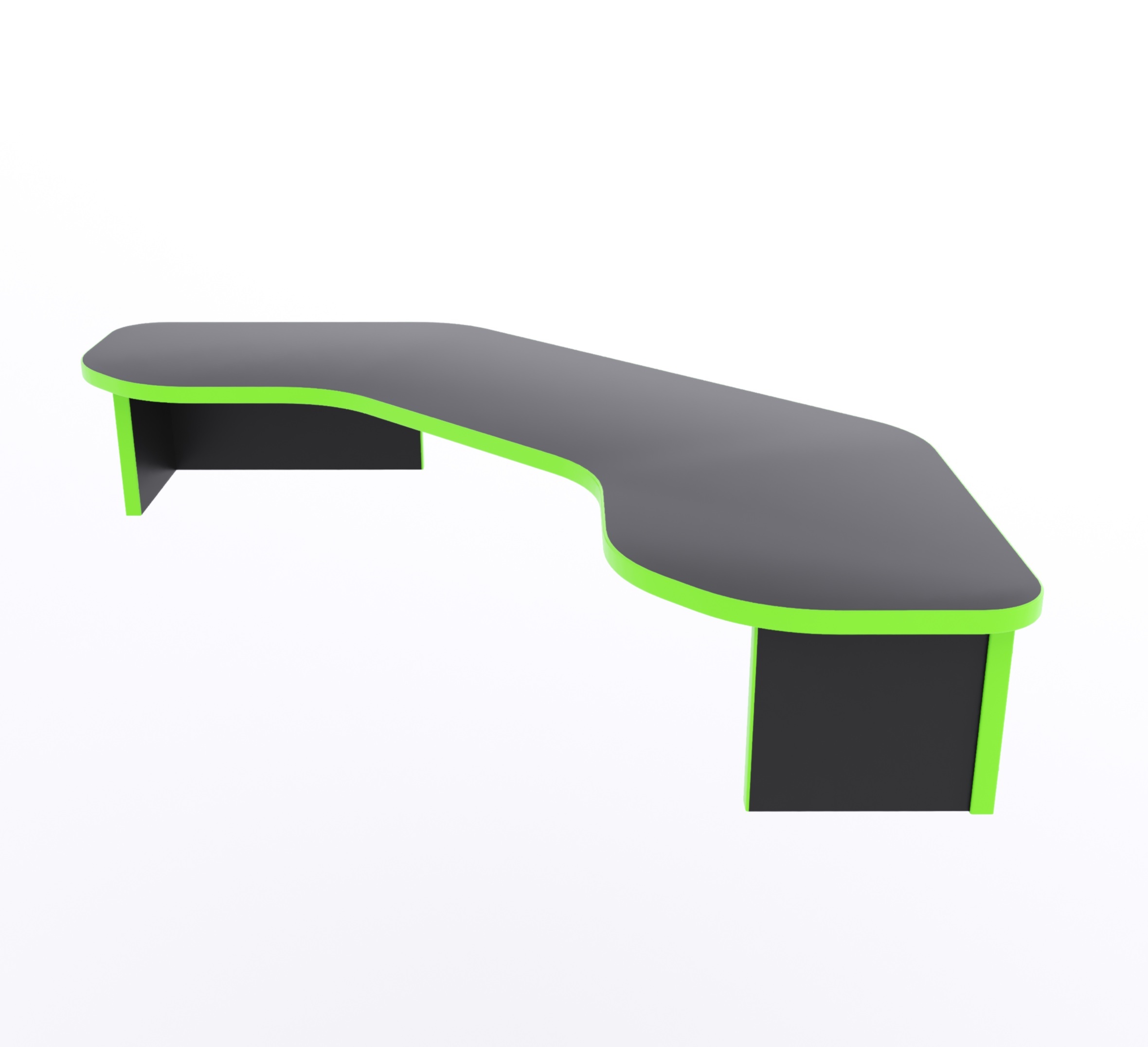 Полка для монитора для углового стола Stalkermebel, 140 см, черная с зеленой кромкой