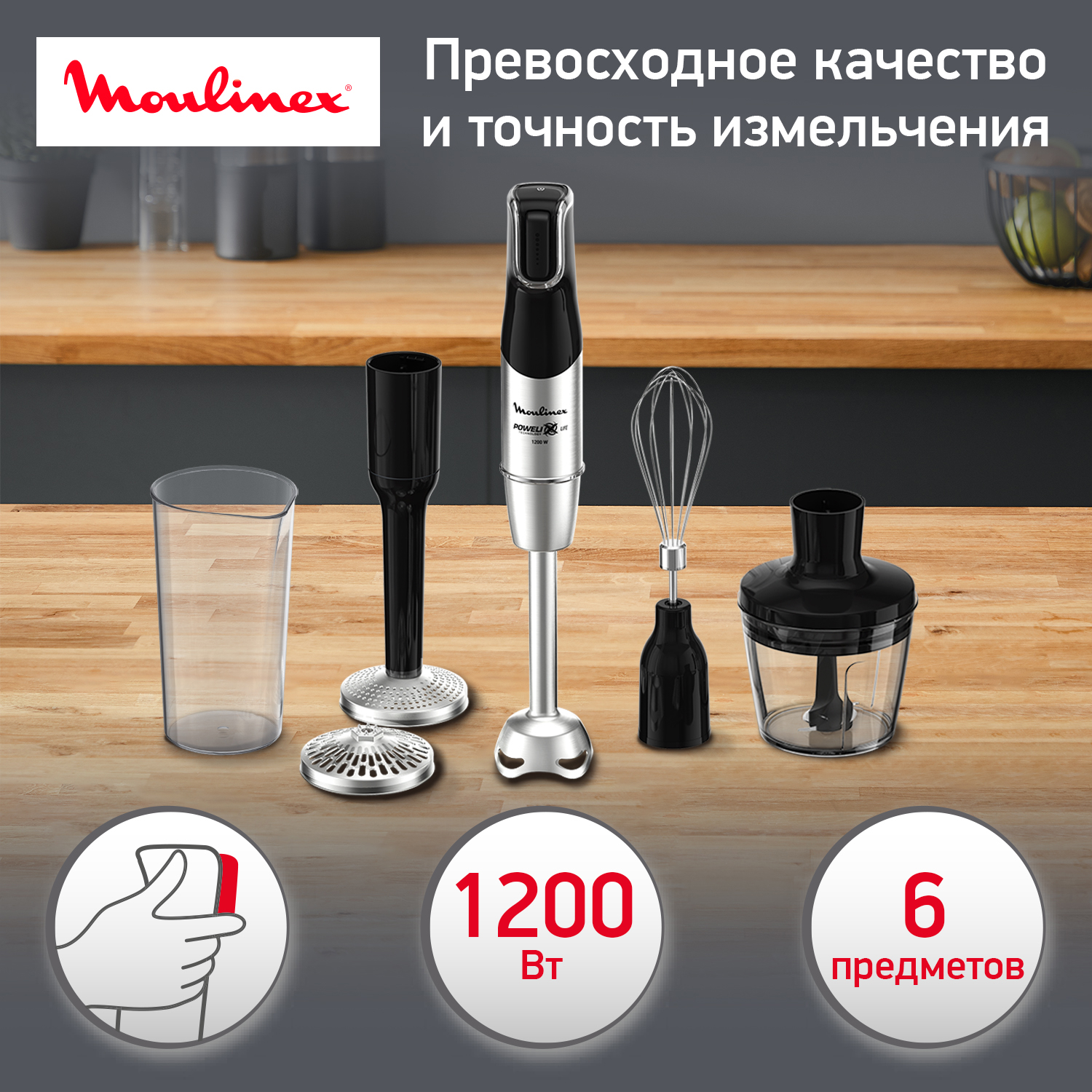 Погружной блендер Moulinex InfinyForce Pro DD95HD10 Black/Silver