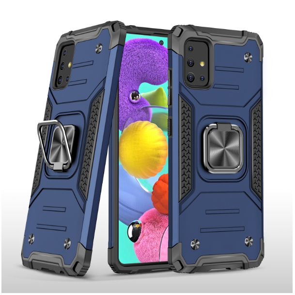 Противоударный чехол на Samsung Galaxy A51 А515 с кольцом держателем подставкой синий